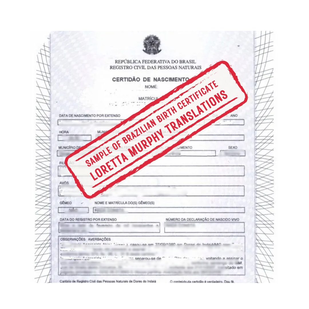 Brazilian Birth Certificate - Certified Translation – Loretta Murphy ...